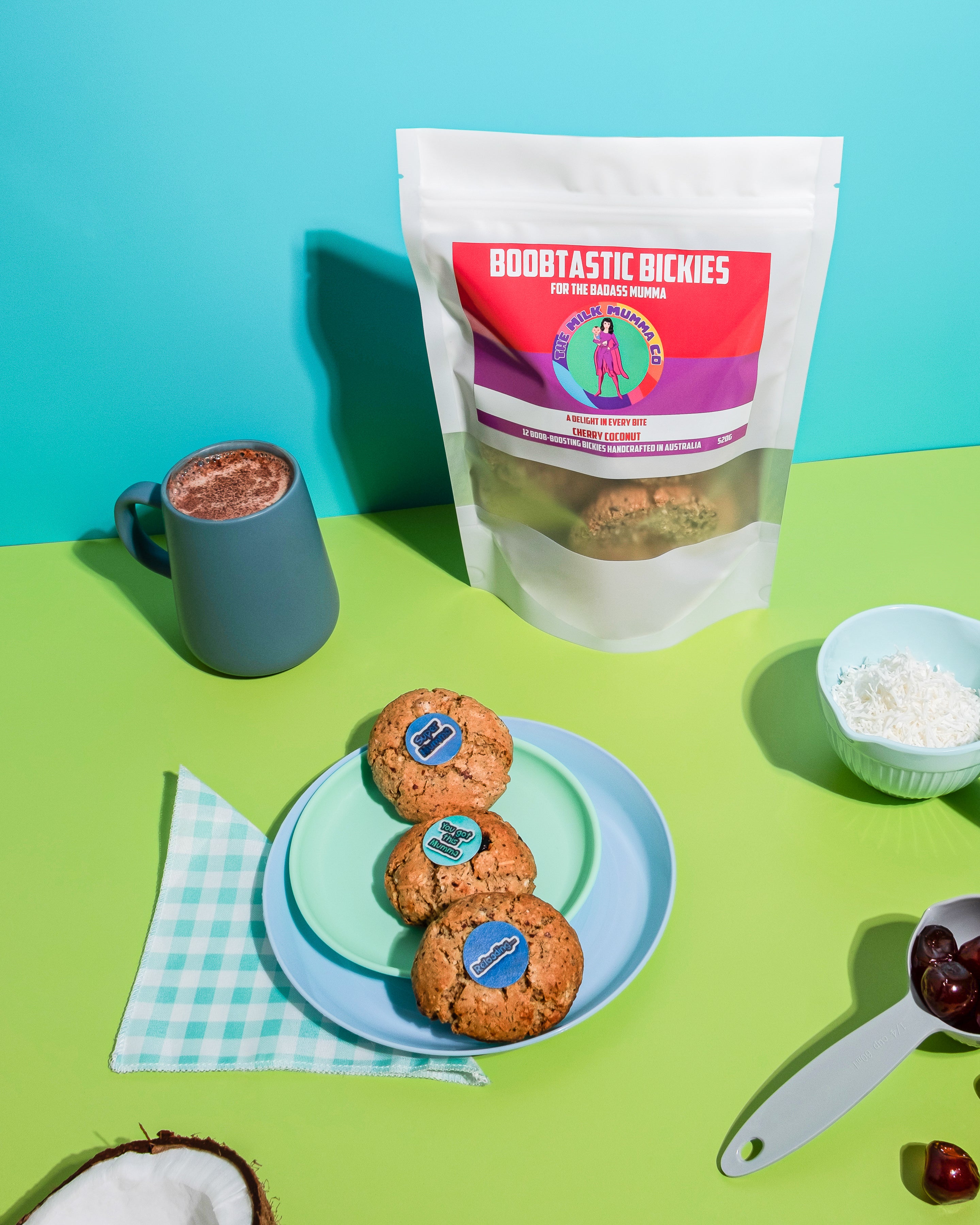 Cherry Coconut Bickies – The Milk Mumma Co